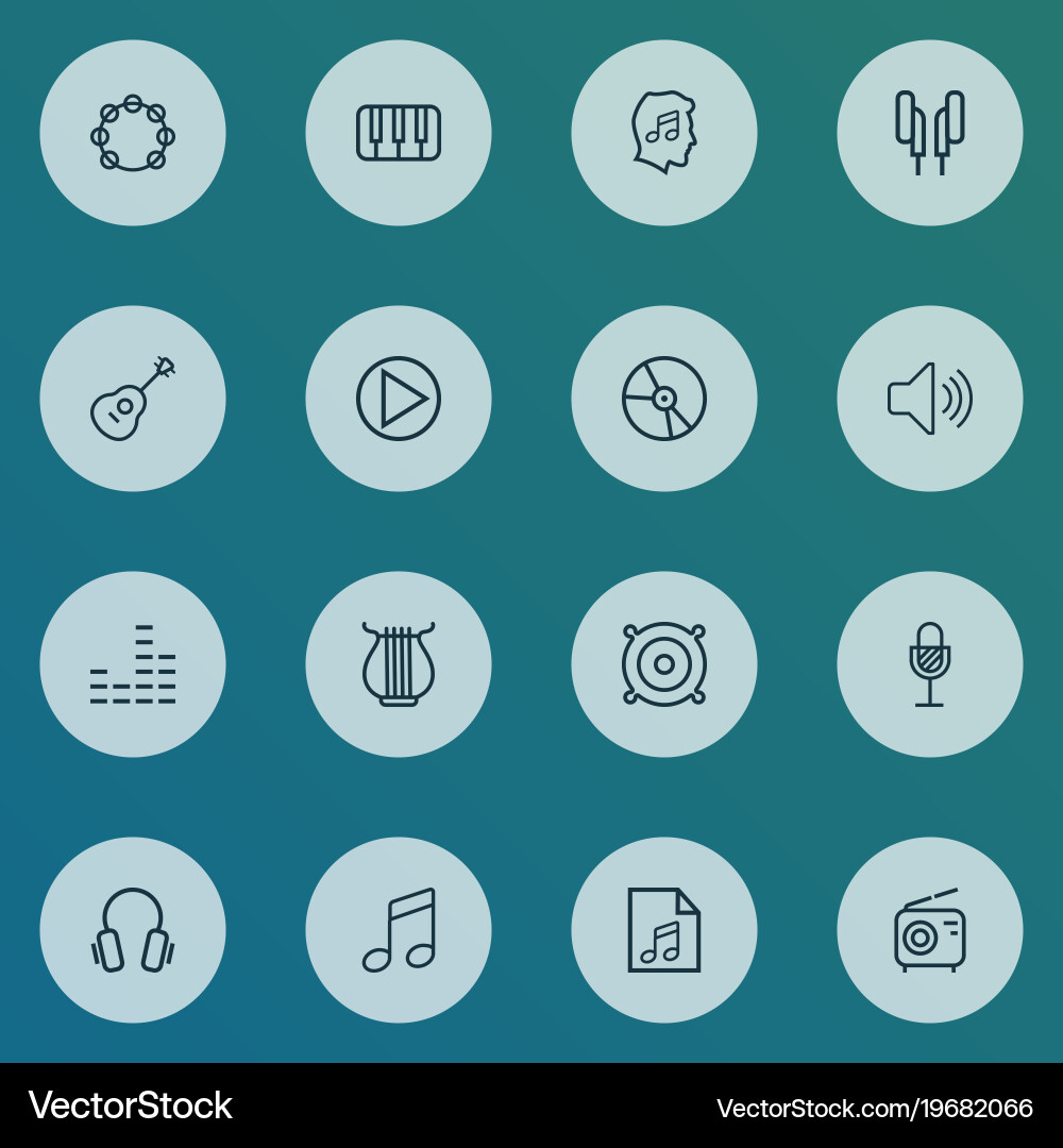Music icons line style set with keys stringed Vector Image