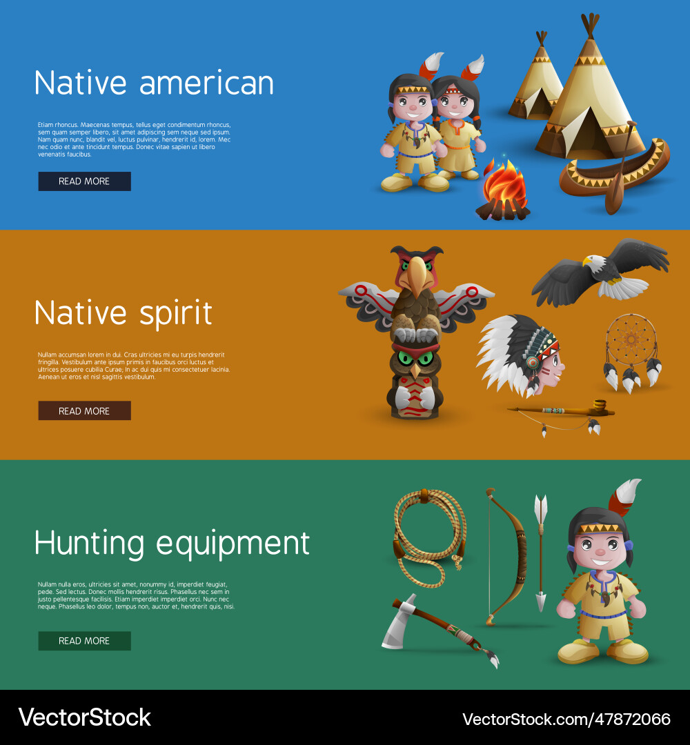 Native american banners with national attributes Vector Image