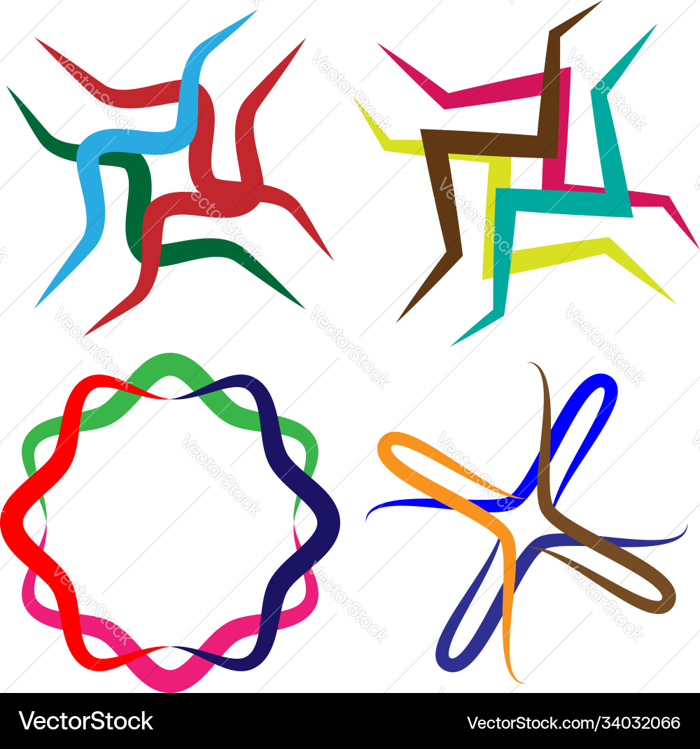 Set abstract colorful circular clip art logo Vector Image