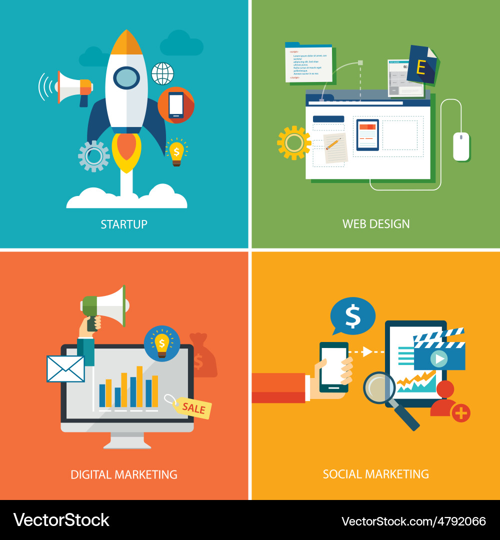 Set of digital marketing Royalty Free Vector Image