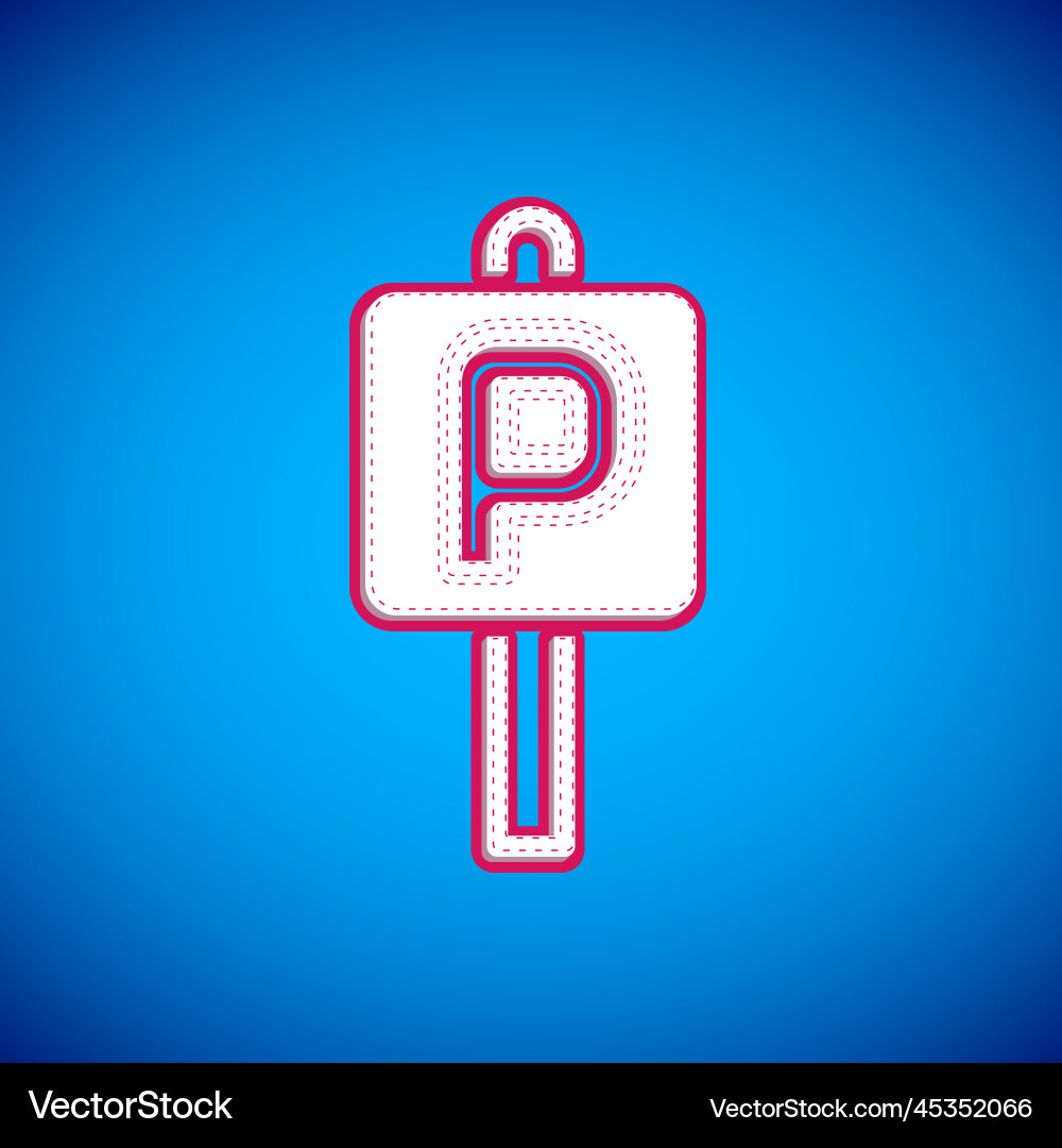 White parking icon isolated on blue background Vector Image
