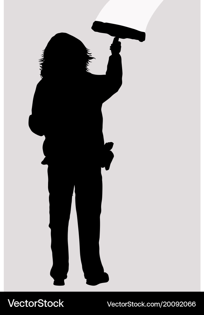 Woman silhouette cleaning window with squeegee Vector Image