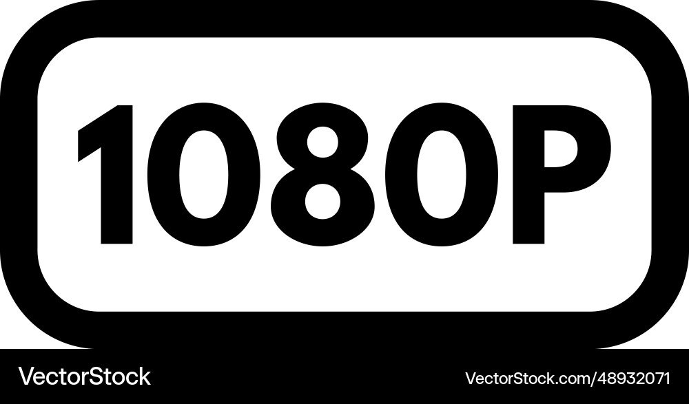 1080p full hd icon isolated on white Royalty Free Vector