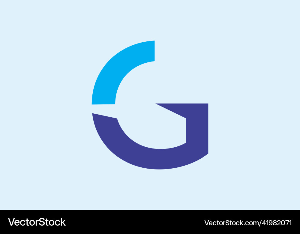 Blue color of unique g initial letter Royalty Free Vector