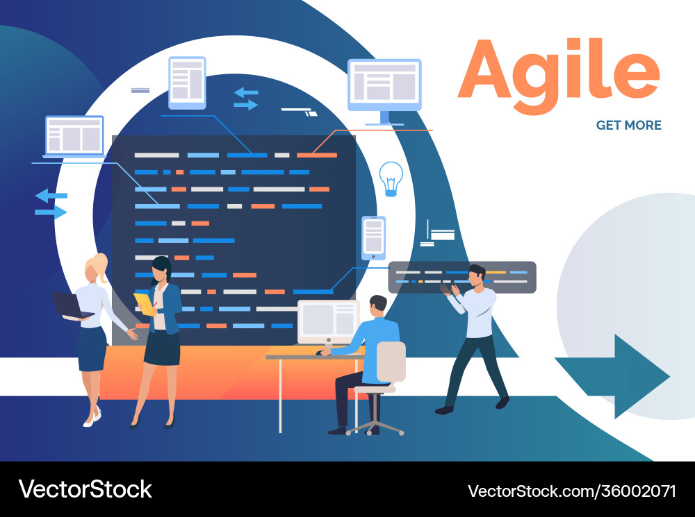 Business professional working on project scrum Vector Image
