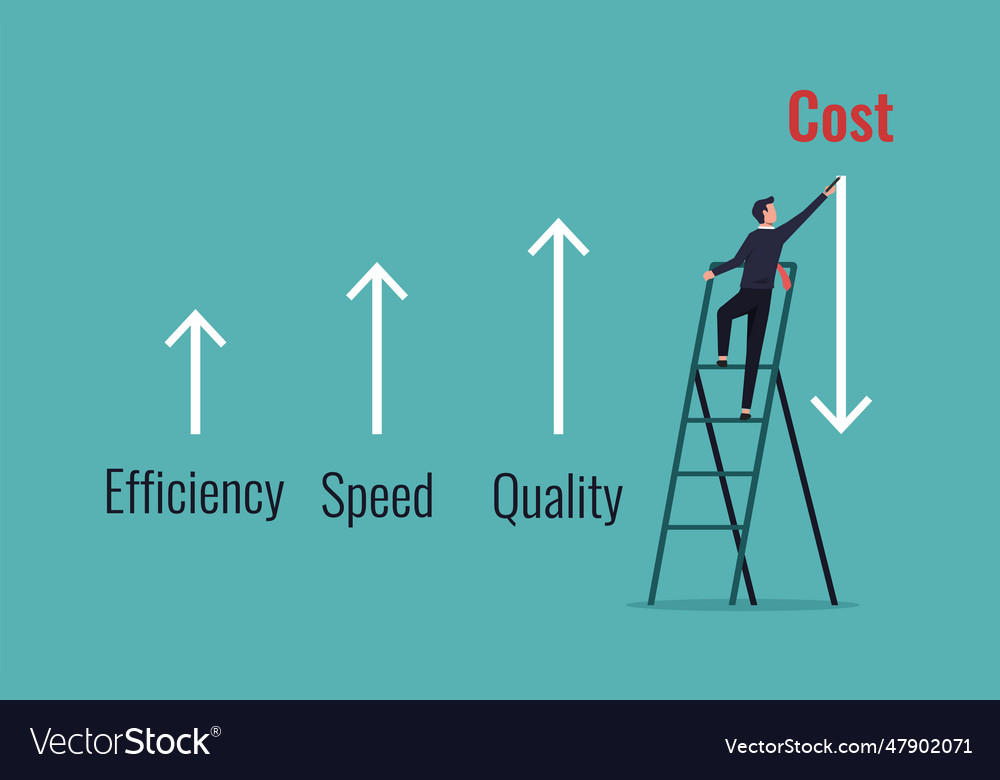 Businessman drawing arrow lines decrease cost Vector Image