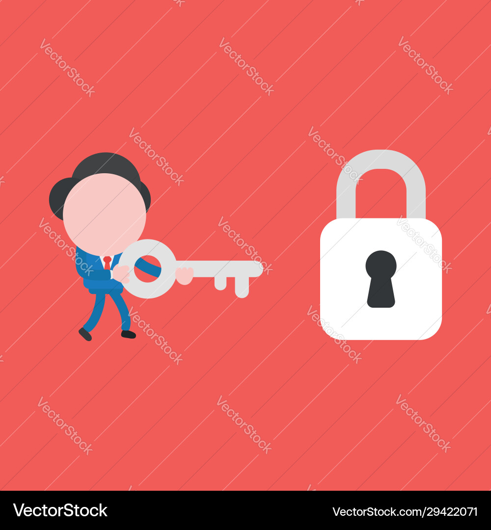Concept businessman character carrying key Vector Image