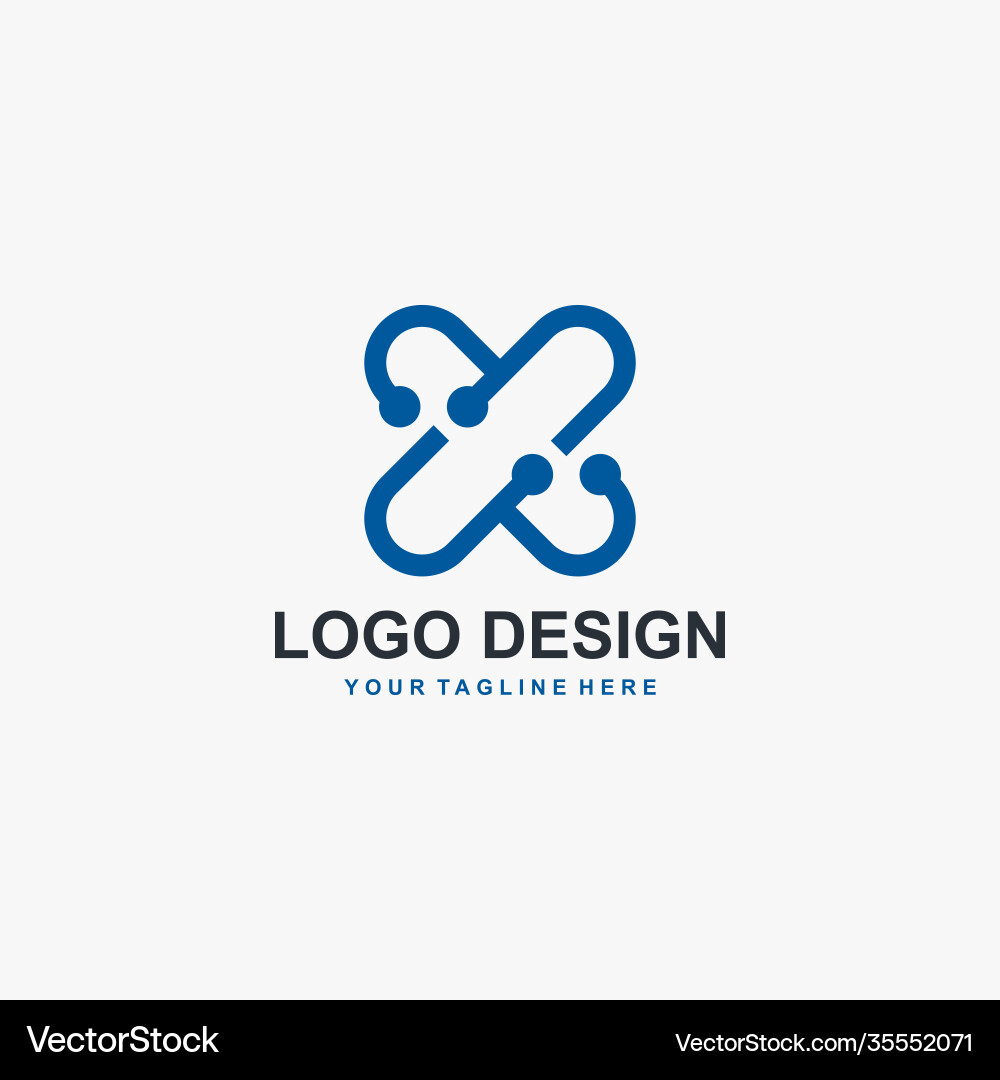 Cross x logo design letter x outline Royalty Free Vector