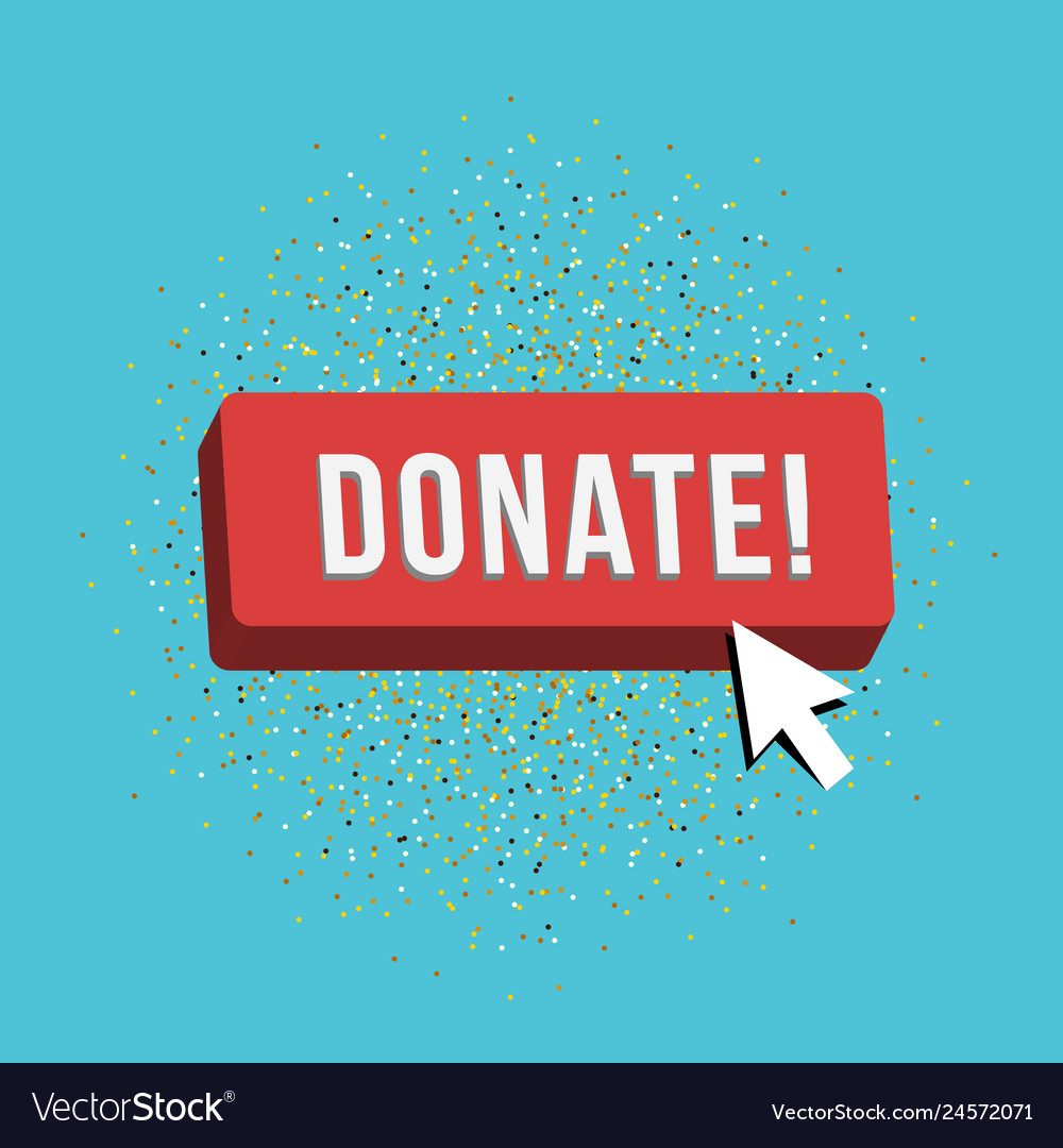 Donate button with cursor in flat design Vector Image