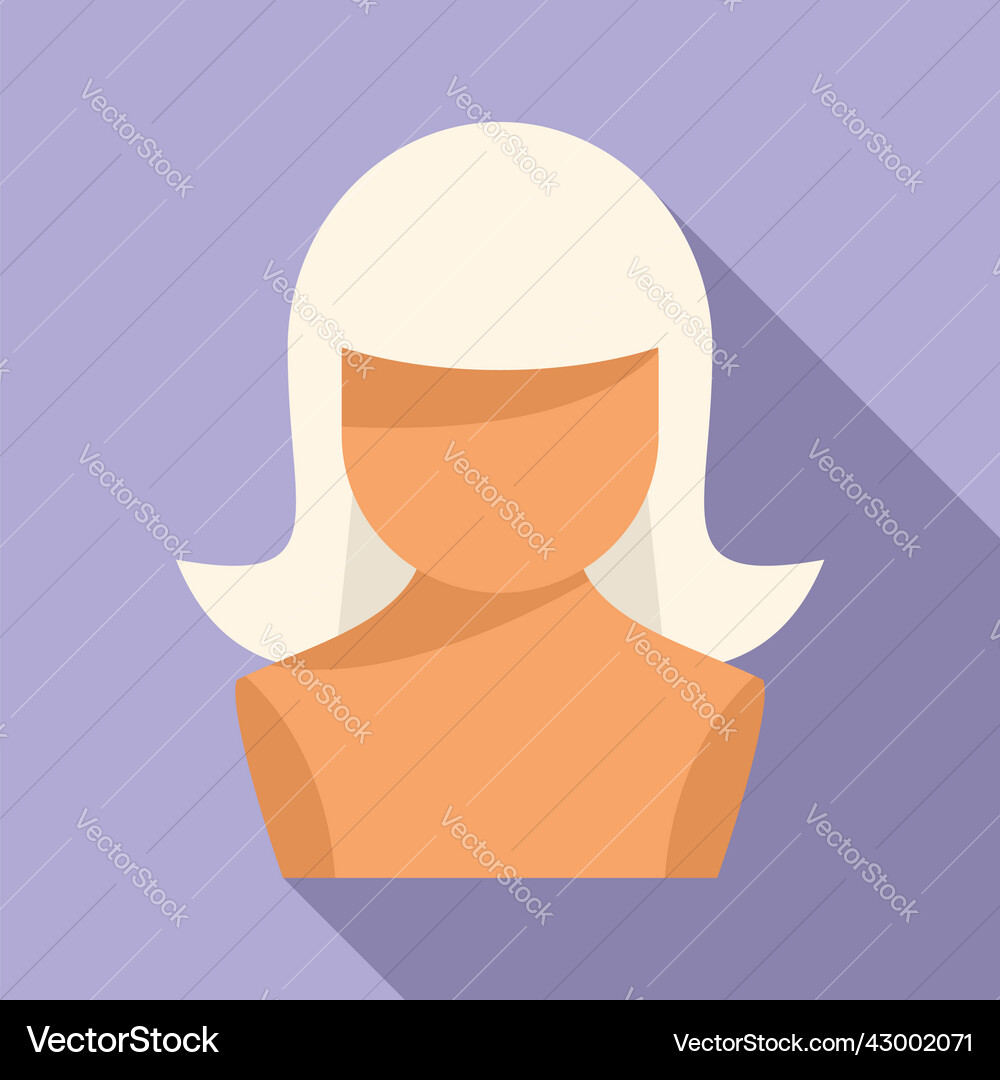 Long wig icon flat head fashion Royalty Free Vector Image