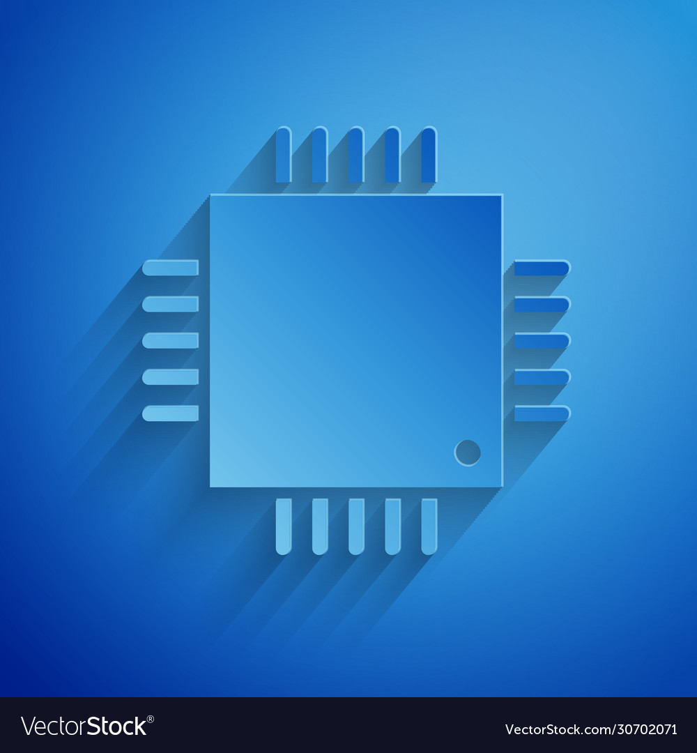 Paper cut computer processor with microcircuits Vector Image