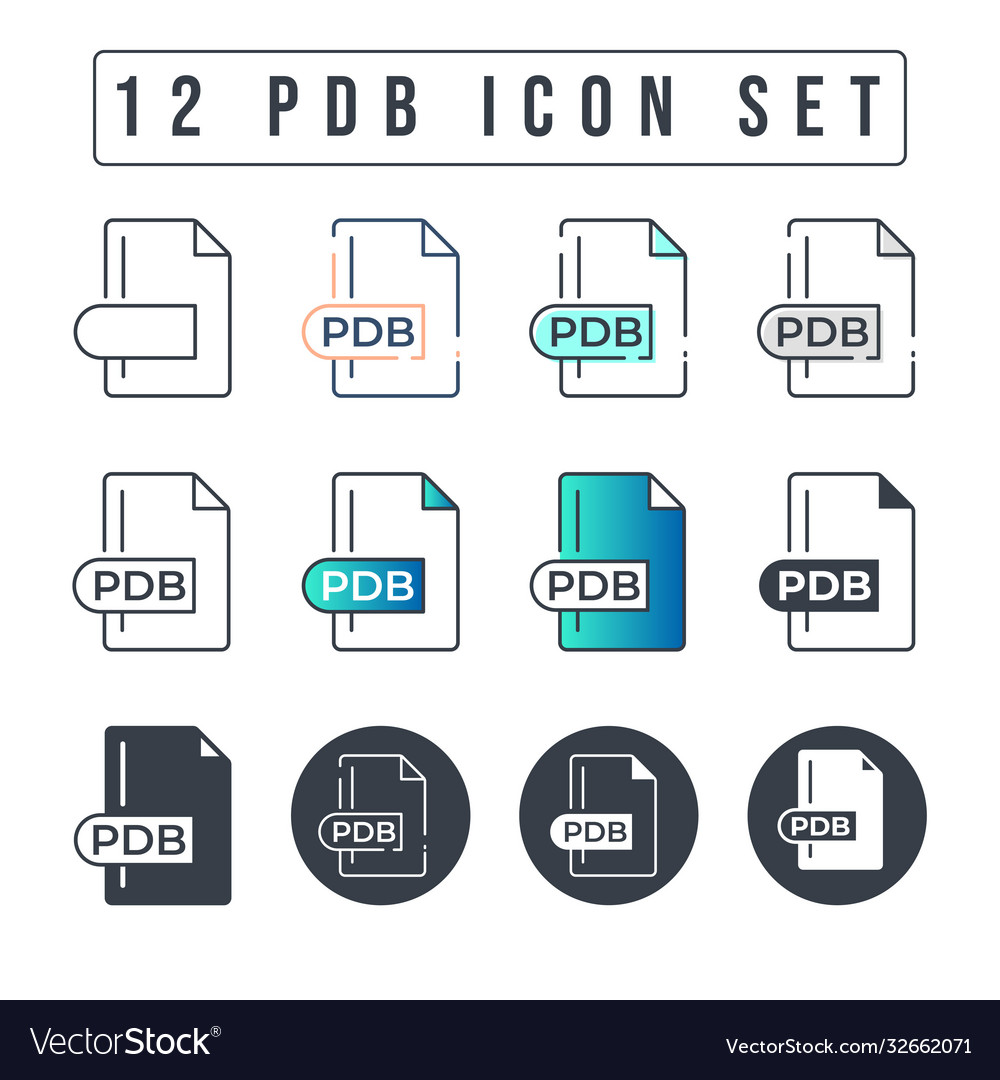 Pdb file format icon set 12 icon set Royalty Free Vector