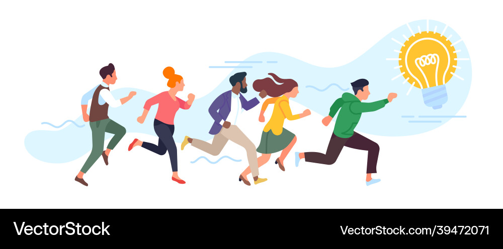 People running for idea group of characters Vector Image