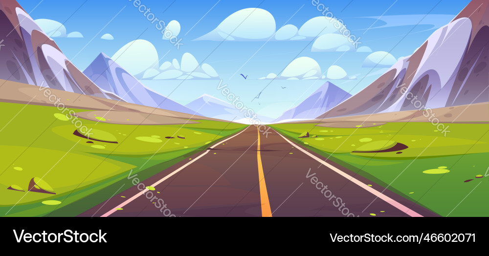 Road and mountain view landscape cartoon Vector Image
