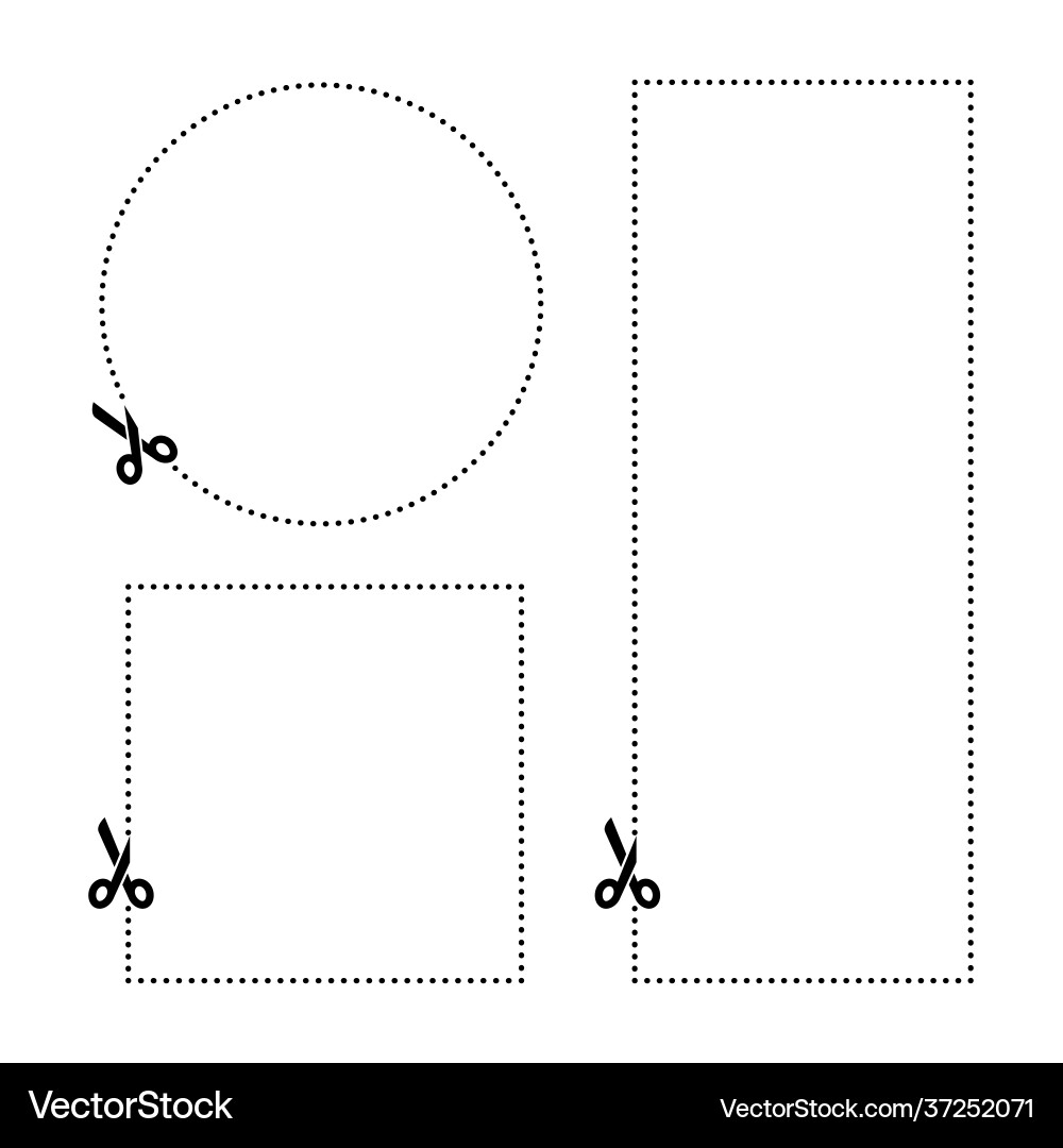 Scissor cut line icon black border paper Vector Image