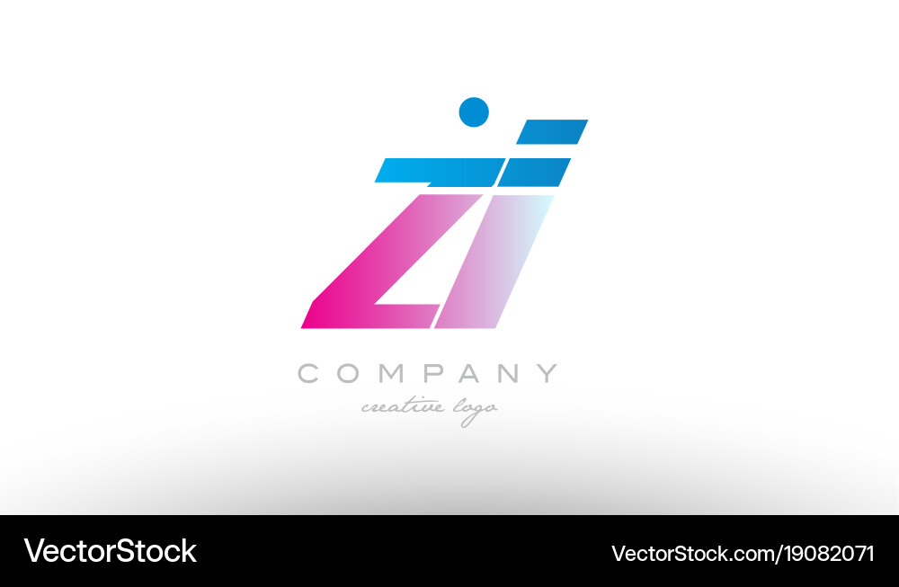 Zi z i alphabet letter combination pink blue bold Vector Image