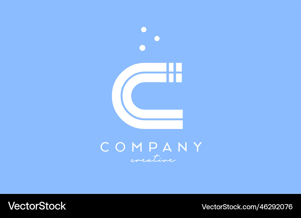 C blue white alphabet letter logo with lines Vector Image