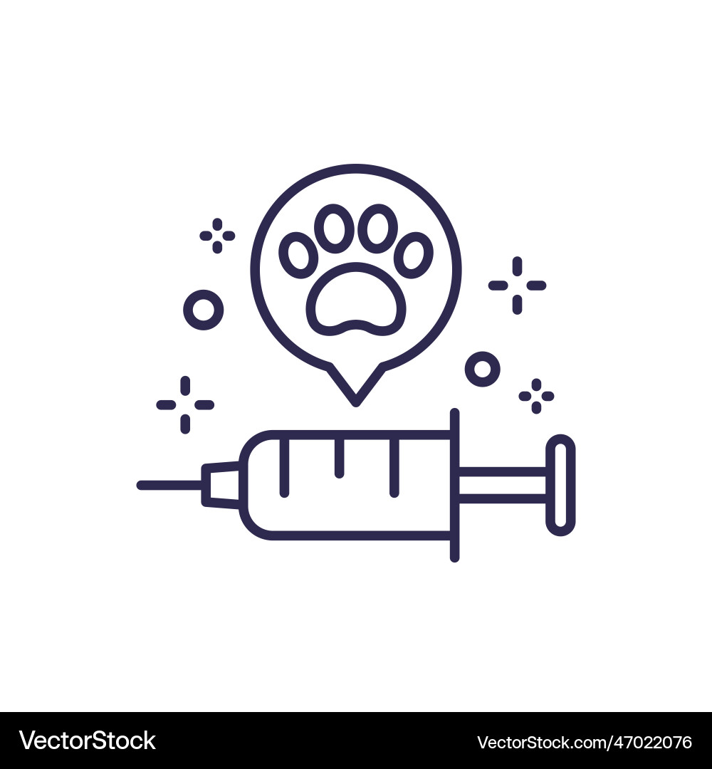 Dog vaccination line icon with a vaccine Vector Image