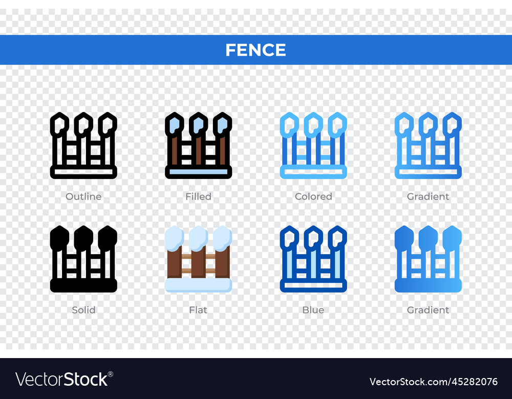 Fence icons in different style fence icons set Vector Image