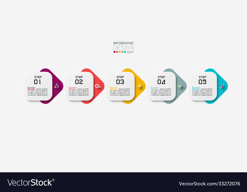 Five boxes square with rounded corners design Vector Image