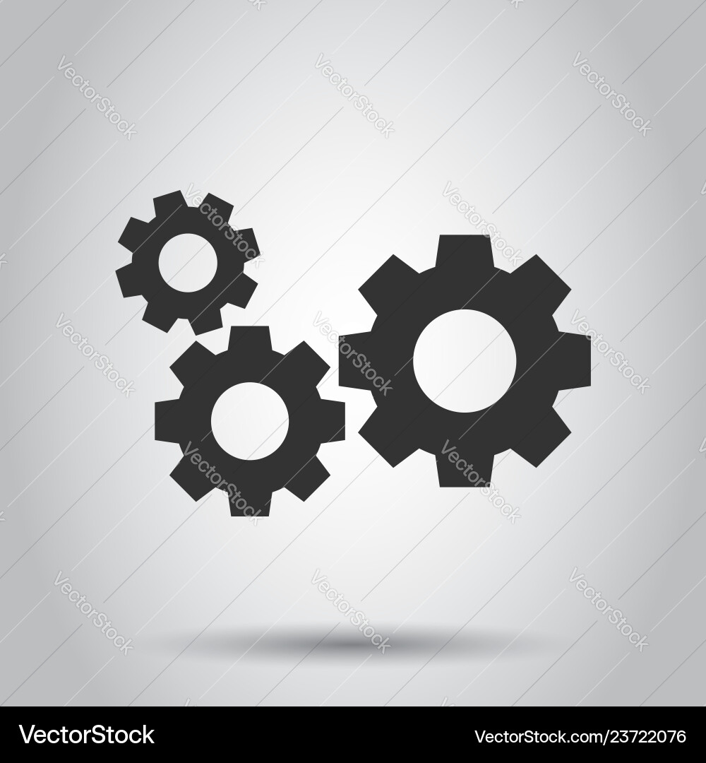 Gear icon in flat style cog wheel on white Vector Image