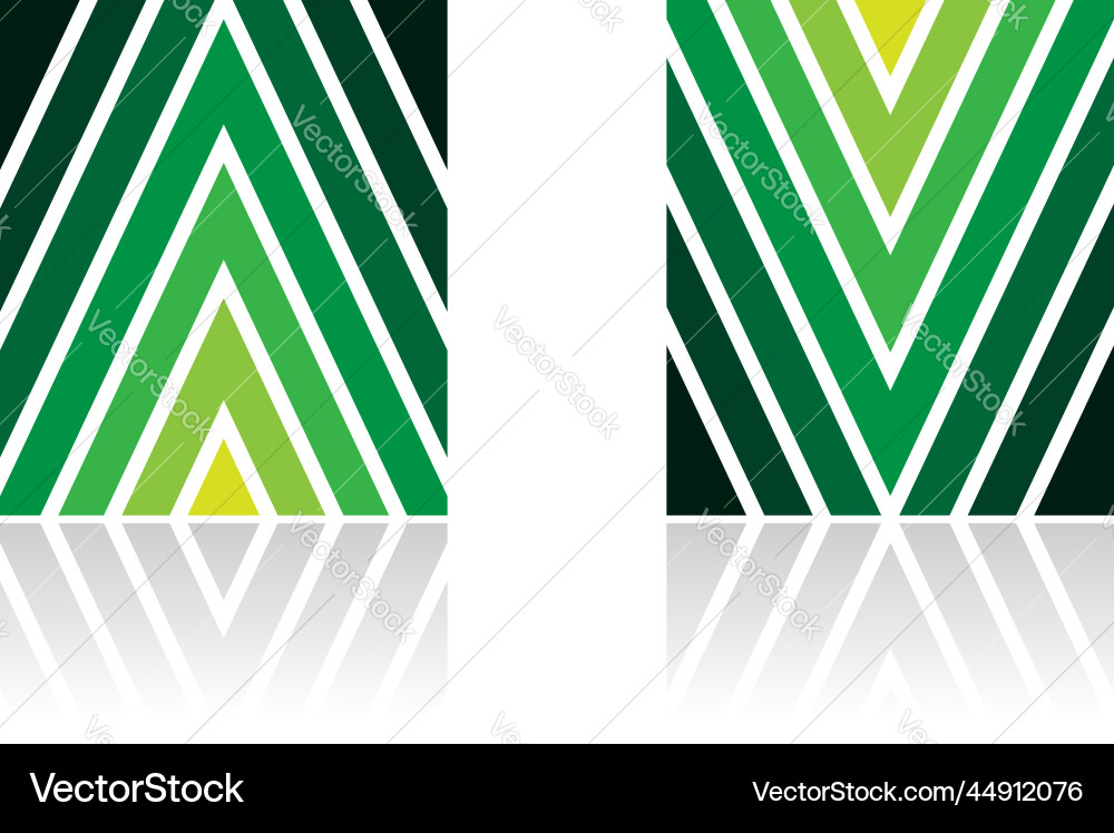 Green arrow shaped stripes for letters a and v Vector Image