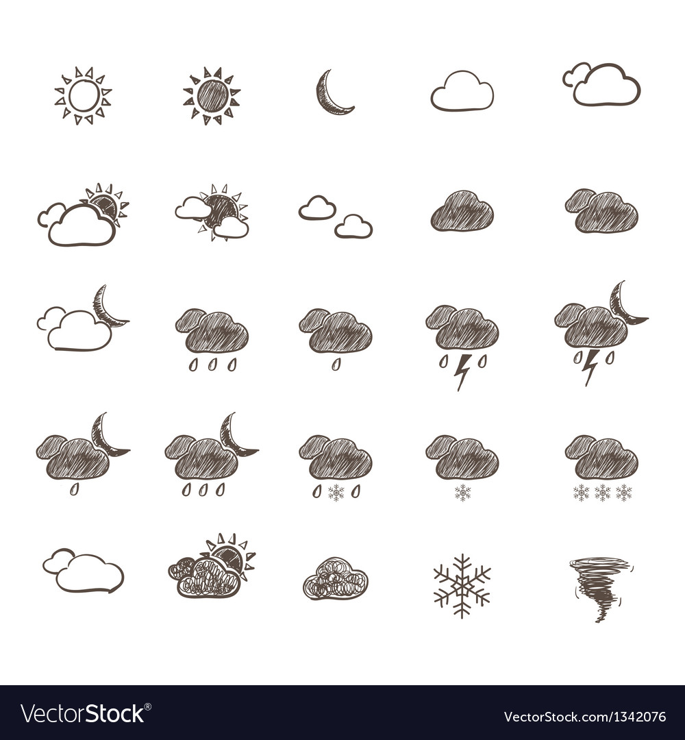 Hand drawn weather icon set Royalty Free Vector Image
