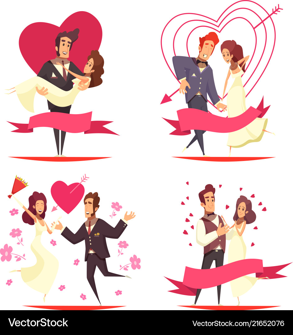 Newlyweds cartoon design concept Royalty Free Vector Image