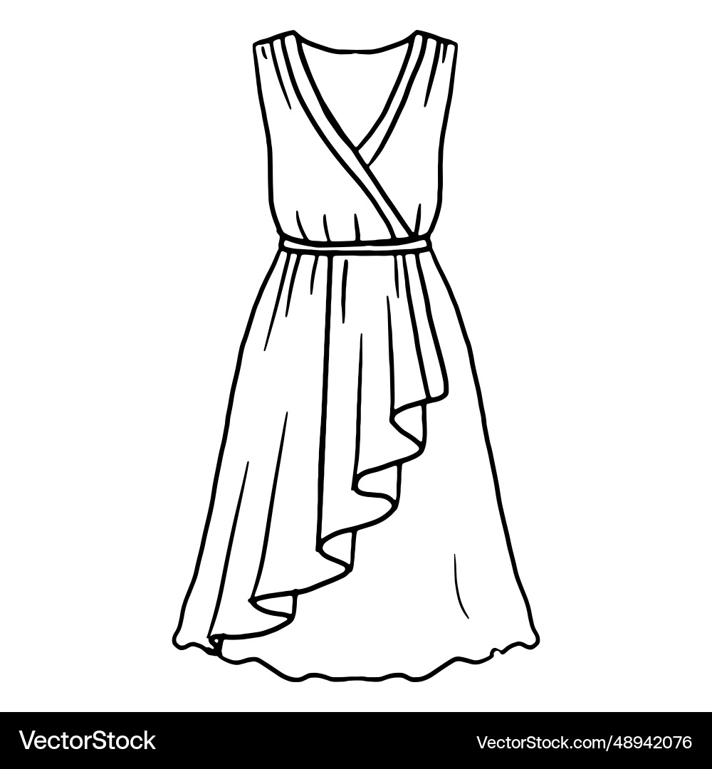 Outfit female dress stroke Royalty Free Vector Image