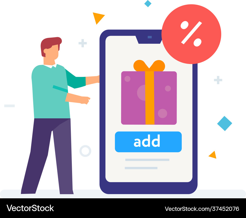 Person orders a product a gift through an Vector Image