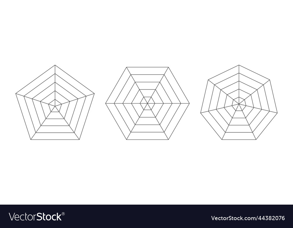 Radar spider diagram template flat spider mesh Vector Image