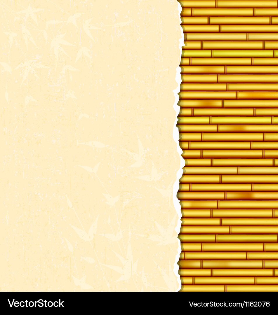 Ripped cardboard banner on the bamboo background Vector Image