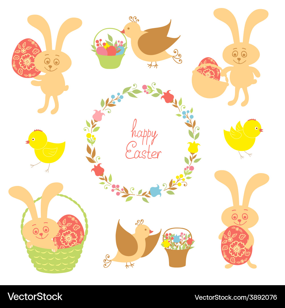 Set for easter with items Royalty Free Vector Image