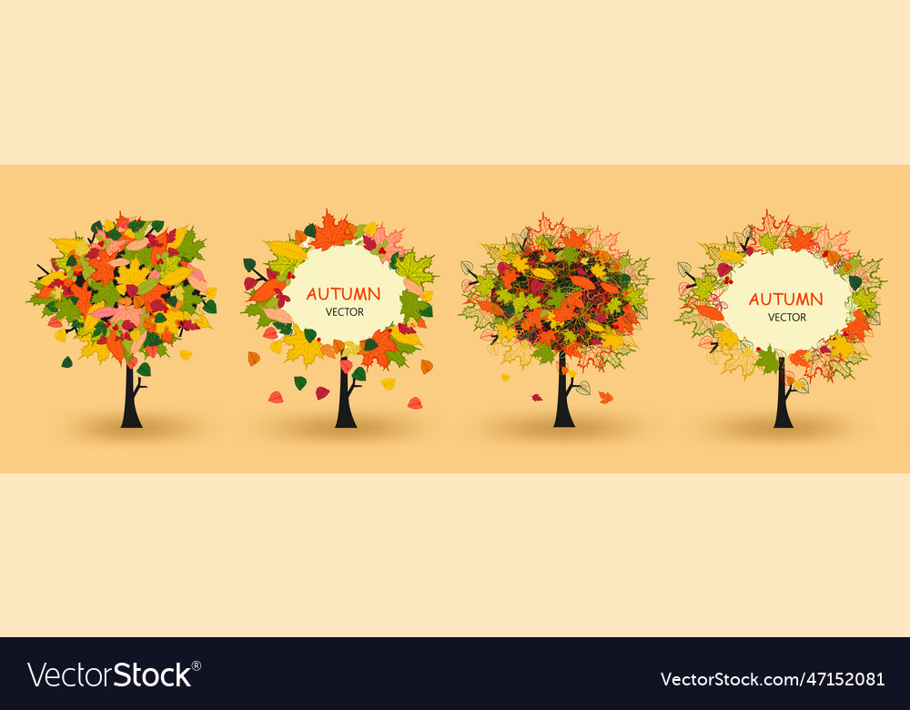 Autumn tree set Royalty Free Vector Image - VectorStock