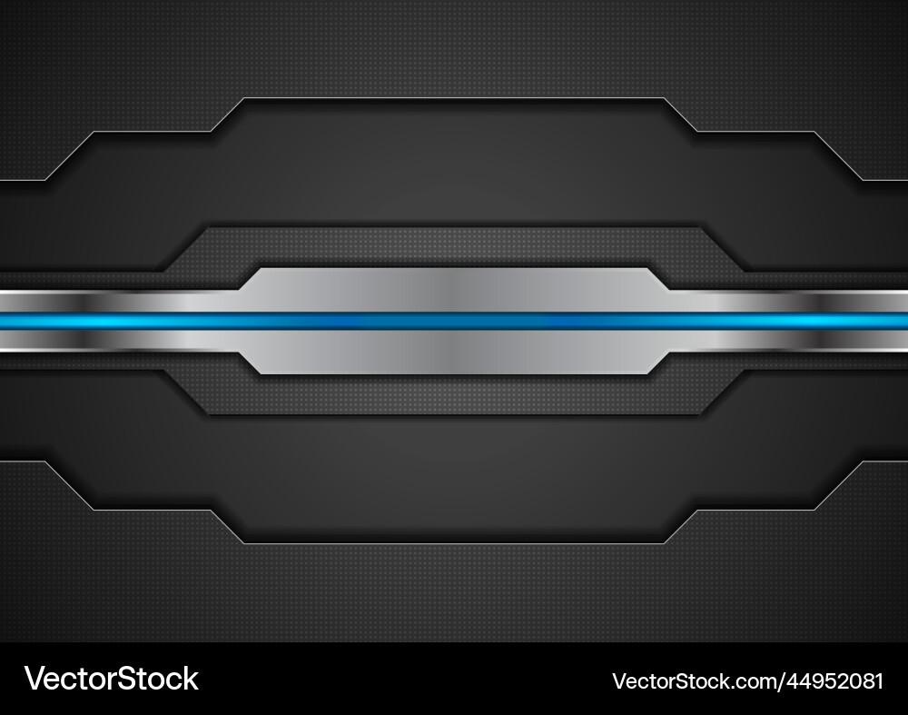 Black and metallic concept design with blue Vector Image