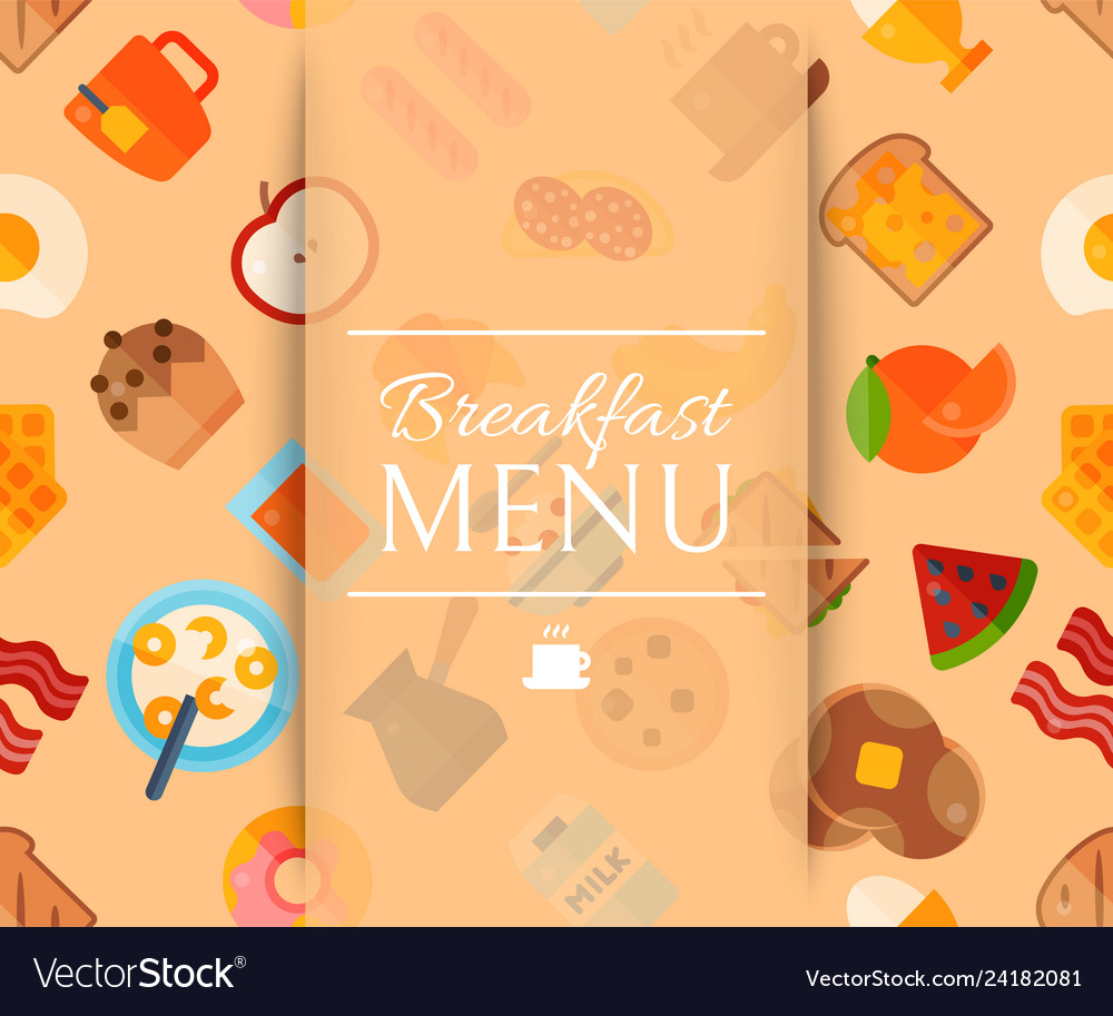 Breakfast menu seamless pattern Royalty Free Vector Image