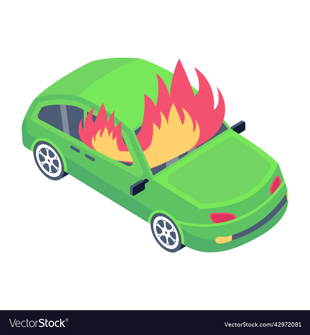 Car fire Royalty Free Vector Image - VectorStock