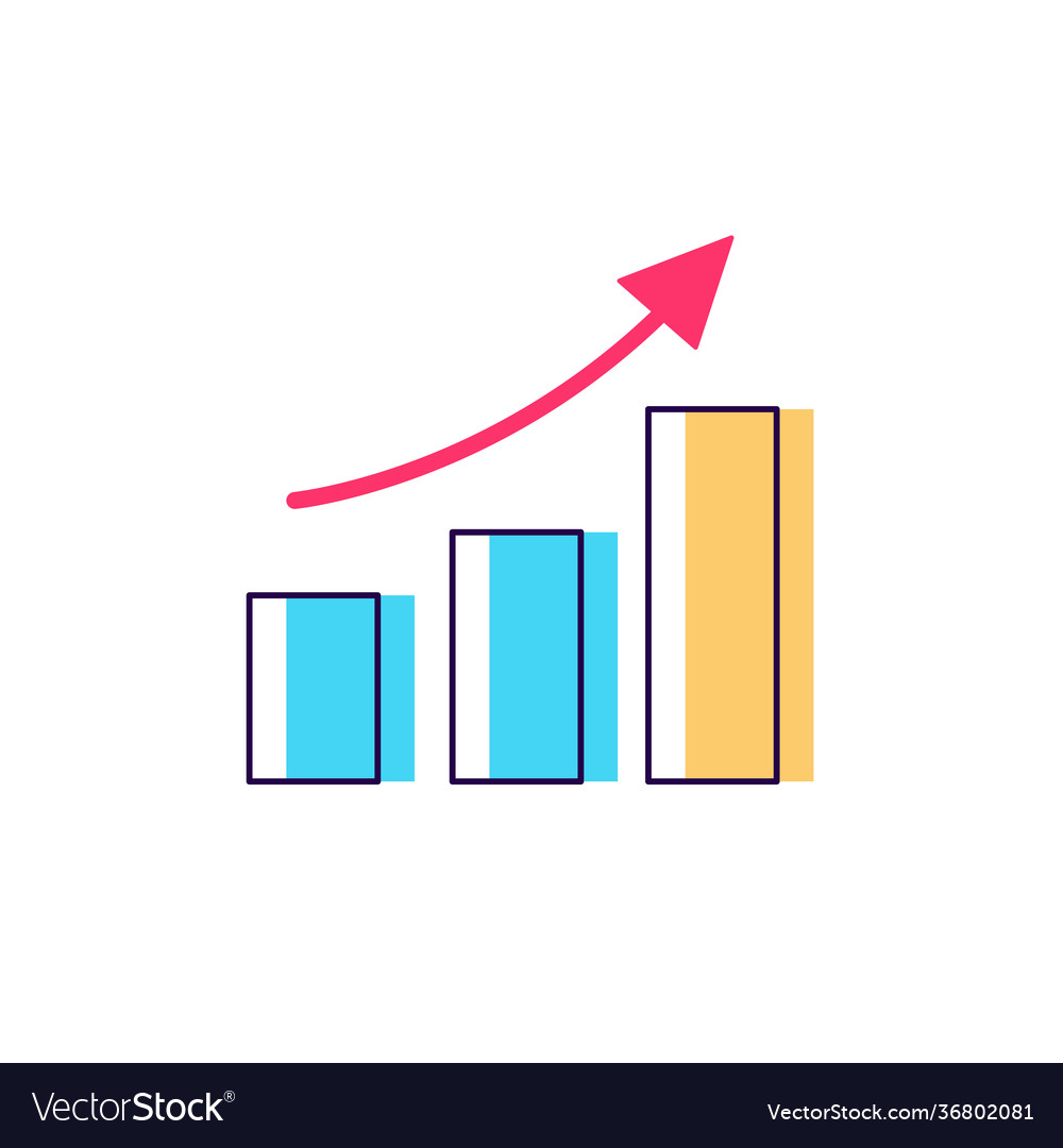 Chart bar with arrow diagram Royalty Free Vector Image