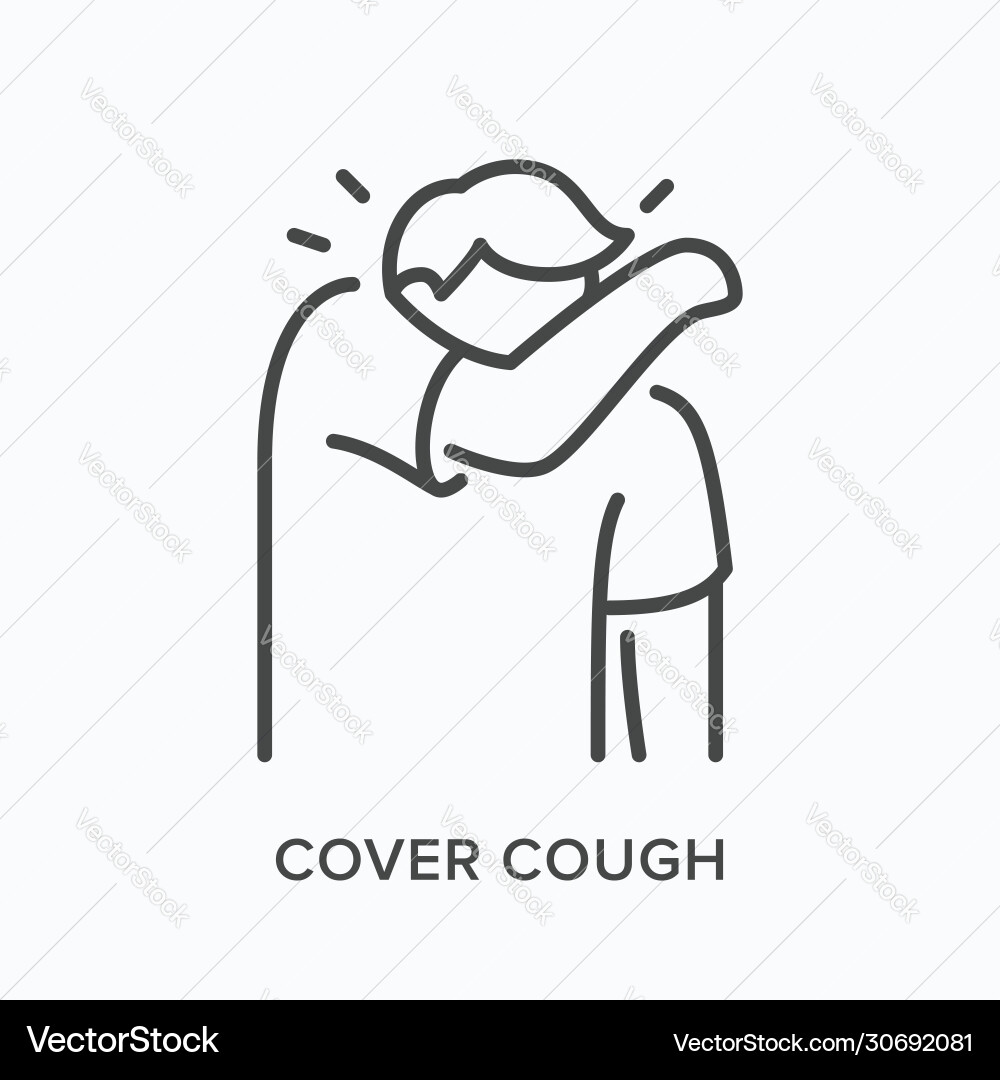 Coughing person line icon outline Royalty Free Vector Image