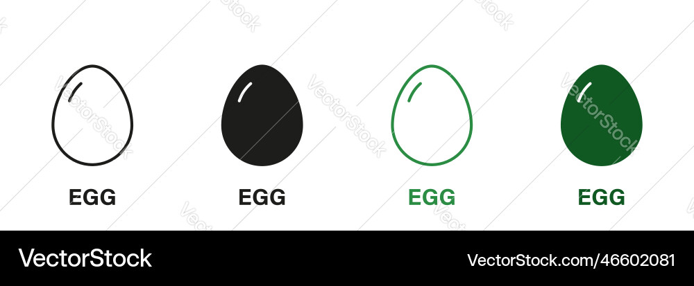 Egg line and silhouette icon set healthy Vector Image