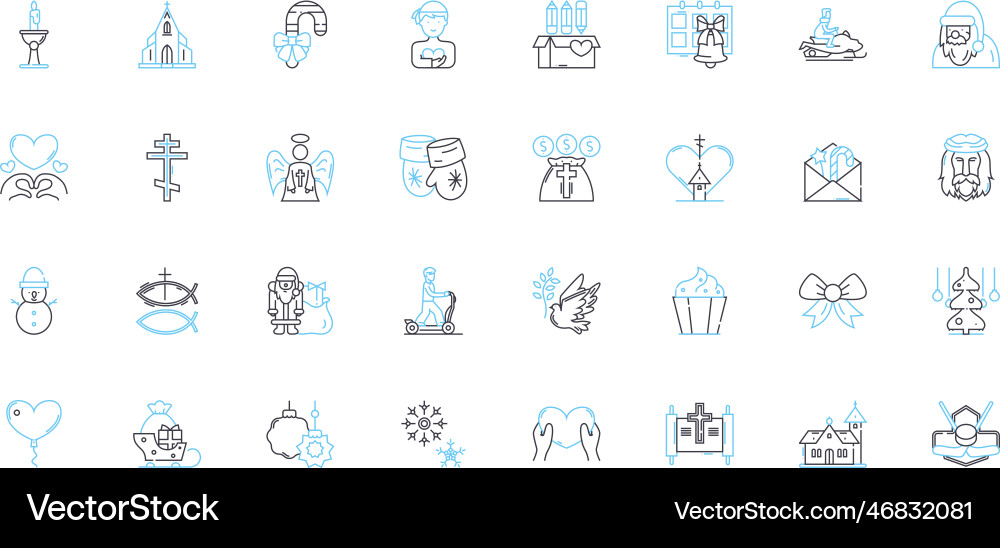 Festive season linear icons set celebration joy Vector Image