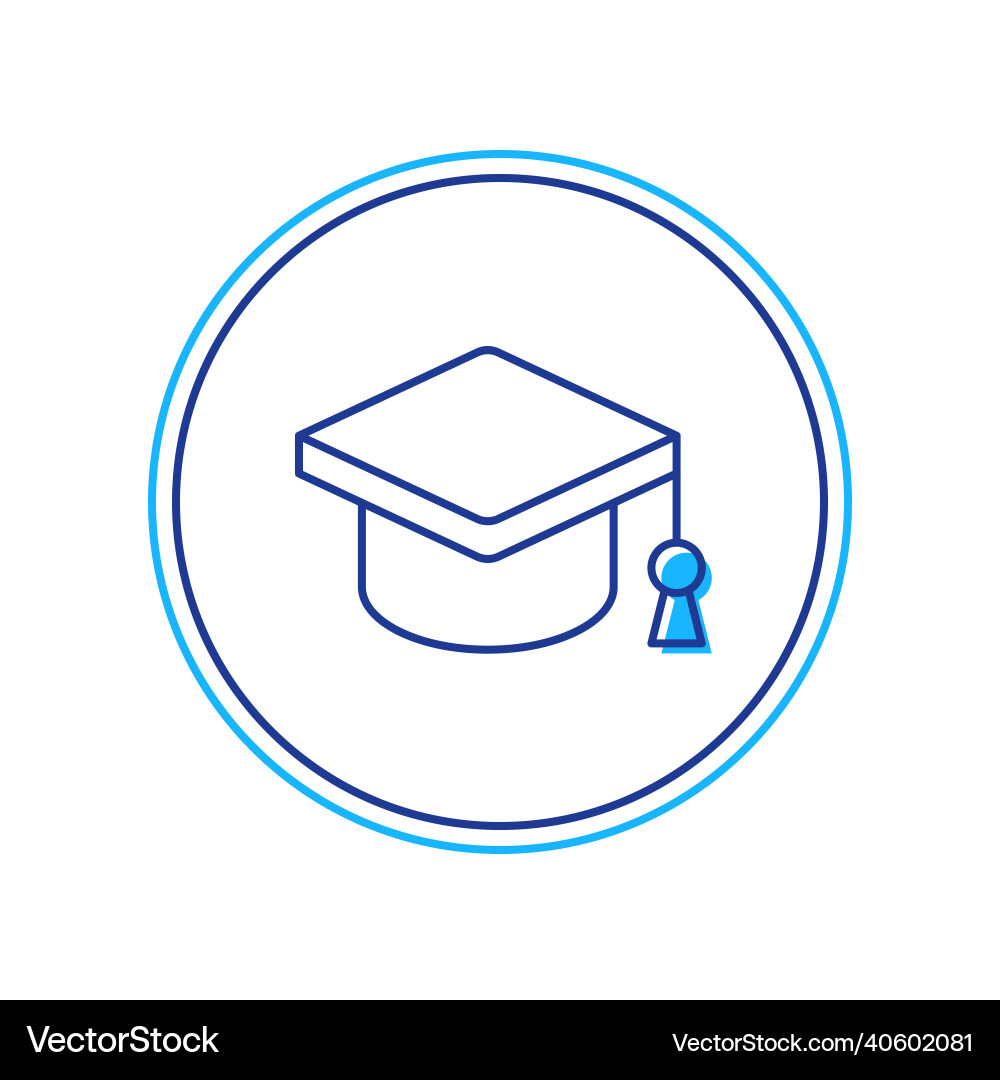 Filled outline graduation cap icon isolated Vector Image