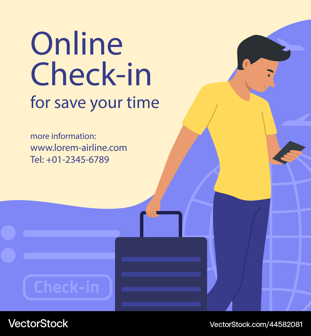 Flat airline posts set Royalty Free Vector Image