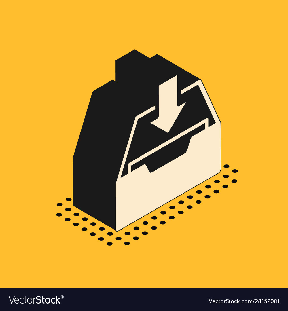 Isometric download inbox icon isolated on yellow Vector Image Isometric download inbox icon isolated on yellow Vector Image