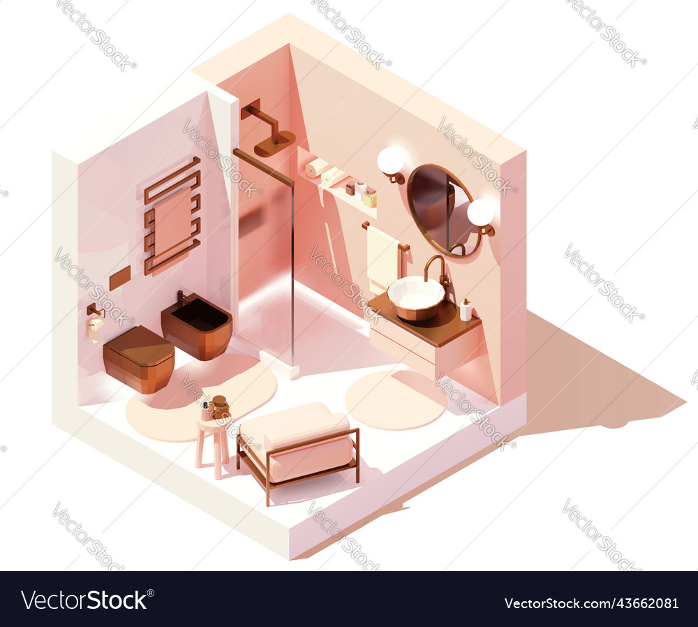 Isometric modern bathroom Royalty Free Vector Image