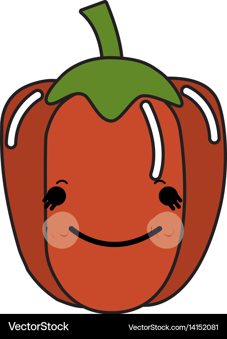 Kawaii cute happy pepper vegetable Royalty Free Vector Image