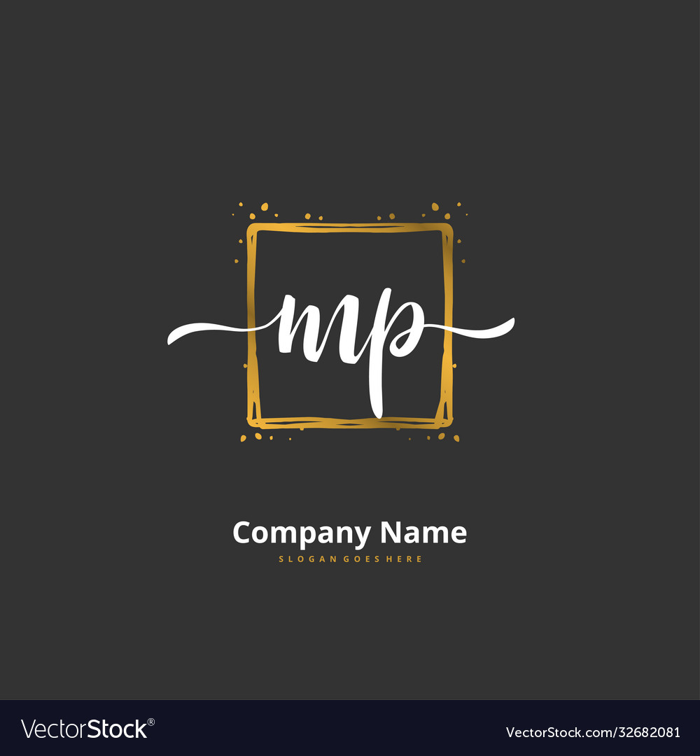 M p mp initial handwriting and signature logo Vector Image