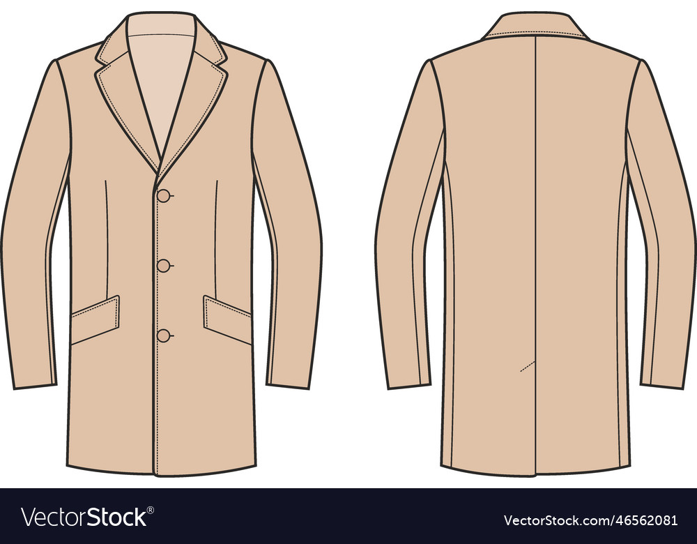 Mans overcoat front and back Royalty Free Vector Image Mans overcoat front and back Royalty Free Vector Image