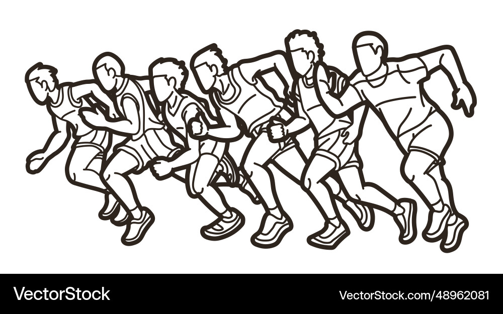 Men runner mix action marathon running sport Vector Image