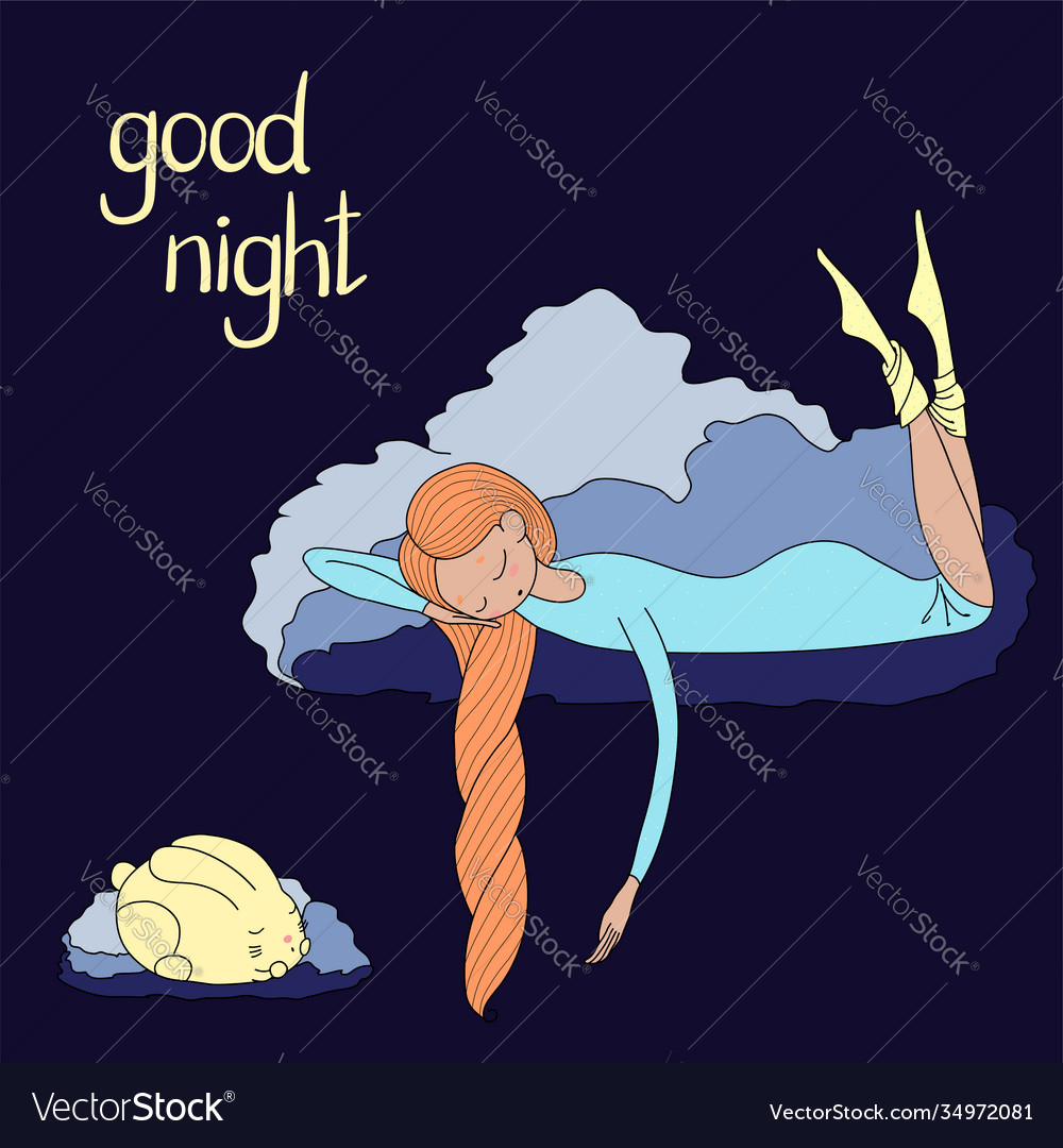Night girl bunny Royalty Free Vector Image - VectorStock